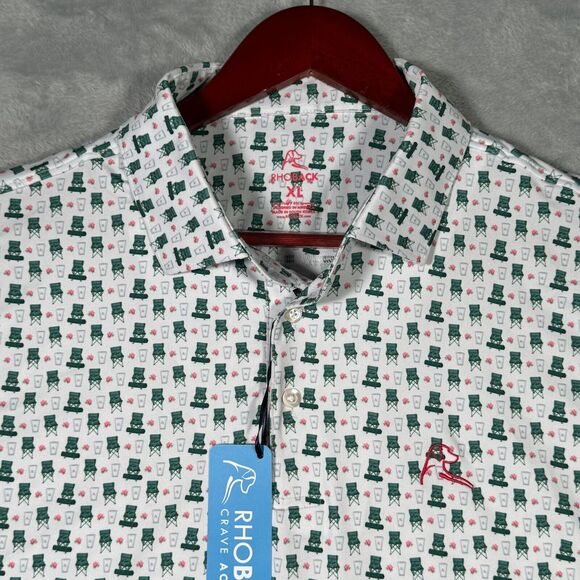 Rhoback | Shirts | Rhoback Polo Shirt Xl White All Over Golf Masters ...